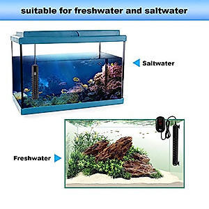 AQQA Submersible Aquarium Heater,100W/200W/300W/500W/800W/1200W Fish Tank Heater,External Temperature Controller LED Temperature Display with 2 Suction Cups Suitable for Saltwater and Freshwater