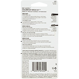 Revlon ColorStay Brow Kit, Includes Longwear Brow Powder, Clear Pomade, Dual-Ended Angled Tip Eyebrow Brush & Spoolie Brush, Blonde (105), 0.08 oz