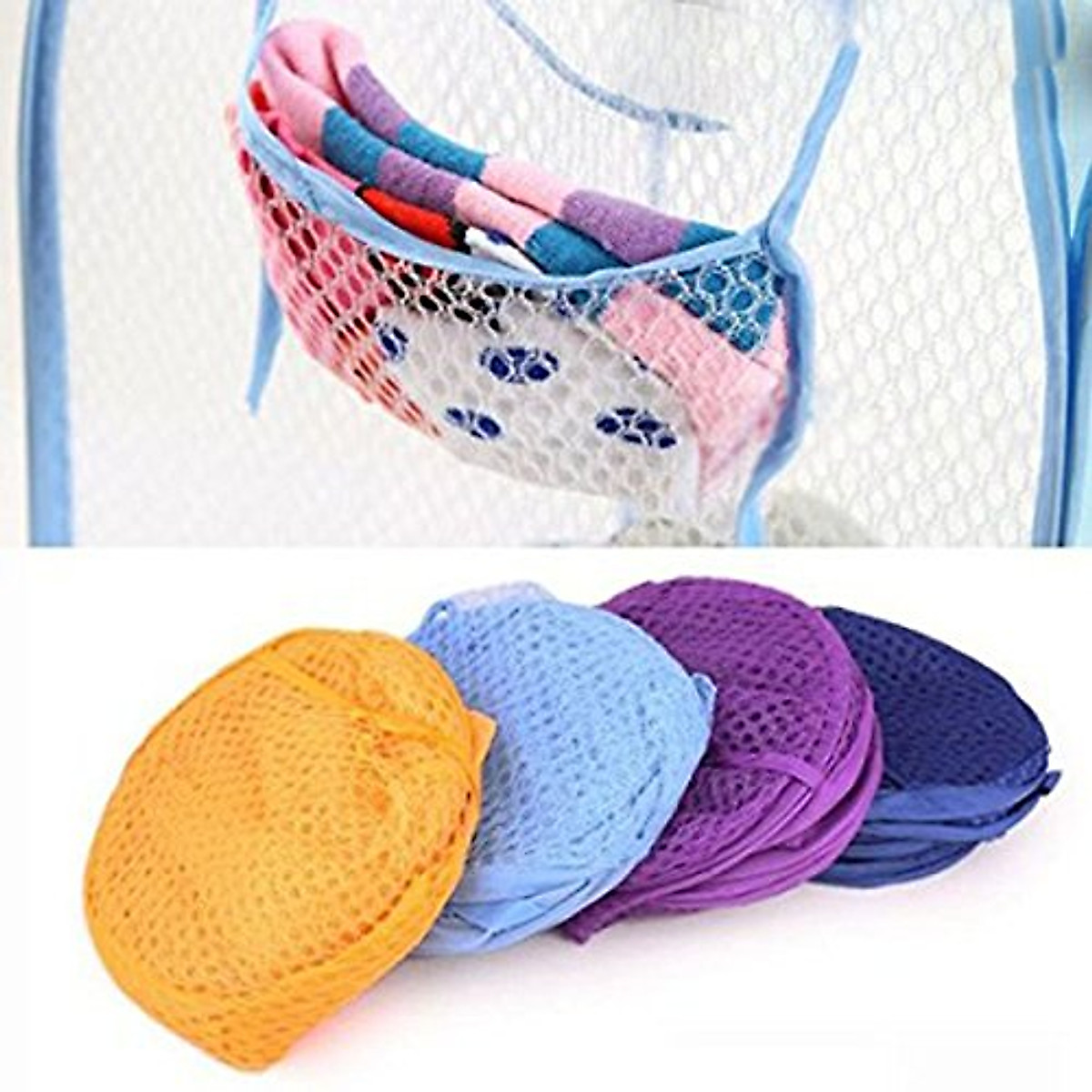 Rainbow Love 6pcs Foldable Pop Up Mesh Washing Laundry Basket Bag Bin Hamper Toy Tidy Storage