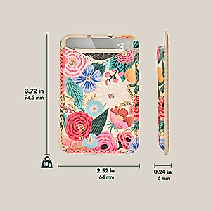 Rifle Paper Co. Magnetic Card Holder - Smooth Vegan Leather MagSafe Wallet [Holds up to 3 Cards] - Slim Detachable iPhone Wallet for iPhone 14 Pro Max/ 13 Pro Max/ 12 Pro Max - Garden Party Blush