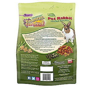F.M. Brown's Tropical Carnival Natural Rabbit Food, 4-lb Bag - Vitamin-Nutrient Fortified Daily Diet with High Fiber Timothy Hay and Alfalfa Pellets for Optimum Digestion