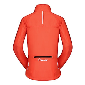 ROWAI Women's Packable Windbreaker Jacket Resistant Cycling Running Jacket Lightweight Windproof Water Orange S