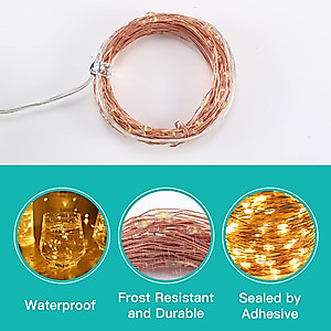 Whalegend Outdoor Lights 2 Pack 33ft 100LED Battery Powered Copper Wire String Lights 8 Modes with Remote Control for Bedroom Christmas Party Home Wedding Decorations Garden Indoor Decor Warm White