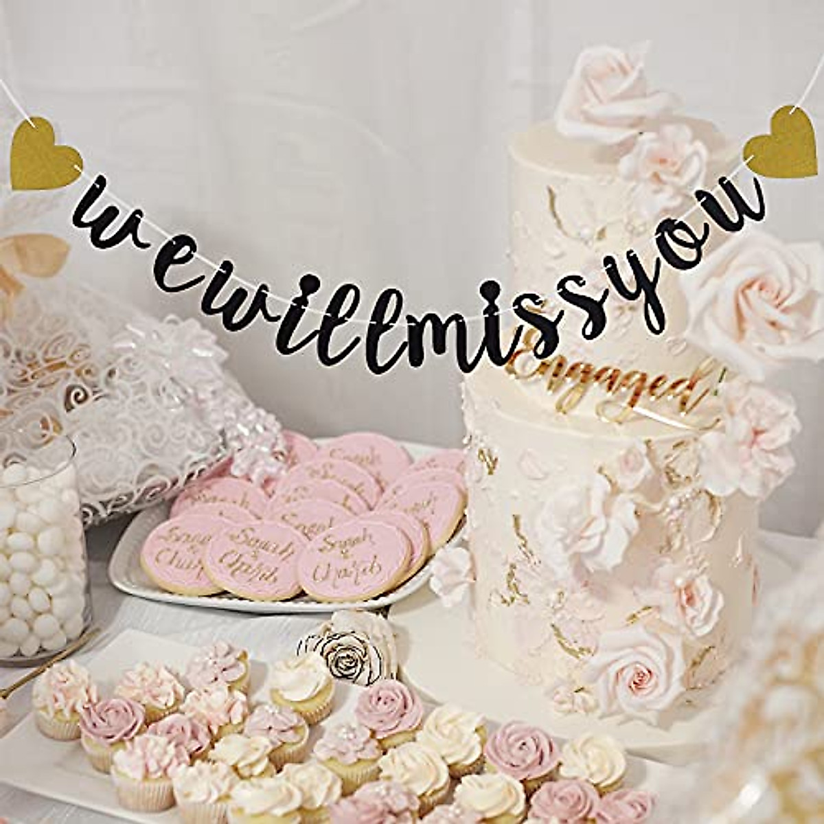 Glitter We Will Miss You Bunting Banner for Valentine's Day Going Away Party Goodbye Retirement Party Decorations-Graduation Party Farewell Party Decorations Supplies