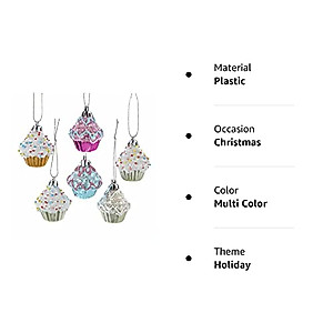 Kurt Adler 2" Cupcake Ornament Set of 6