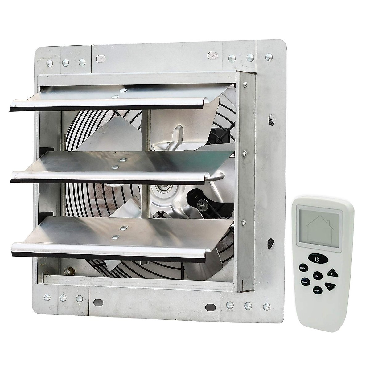 iLiving 10" Shutter Exhaust Fan with Wireless Smart Remote Controlled Thermostat and Humidity, Variable Speed Wall Mounted Attic Vent Fan, Chicken Coop Ventilation, 820 CFM, 1200 SQF Coverage Area