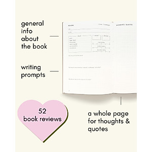 KUNITSA CO. Reading Journal. Book Journal for Book Lovers & Readers. Review and Track Your Reading (Green) - 52 book reviews