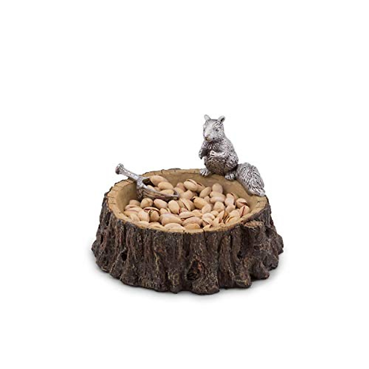 Arthur Court Designs Aluminum Standing Squirrel on Log Nut/Candy/Snack Bowl Dish 7 inch Diameter