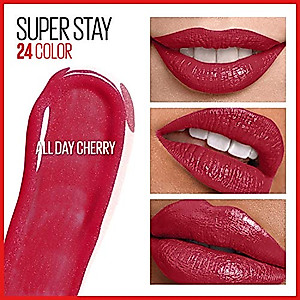 Maybelline Super Stay 24, 2-Step Liquid Lipstick Makeup, Long Lasting Highly Pigmented Color with Moisturizing Balm, All Day Cherry, Red, 1 Count