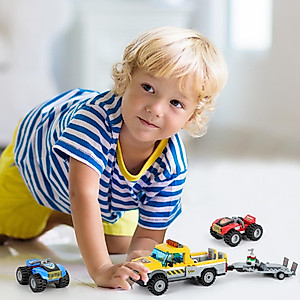 City Race Buggy Transporter Building Set,324 PCS 3 in 1 City Service Truck Cars Building Blocks Kit,STEM Vehicles Toys,Construction Playset Birthday Xmas Gifts for Kids Boys 6 7 8 9 10-Year-Old