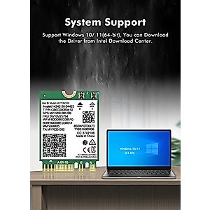 WiFi 6E Wireless Card Intel AX210 NGW Bluetooth 5.3 Tri-Band 5400Mbps Network Adapter for Laptop Support Windows 10/11 (64bit) M.2/NGFF