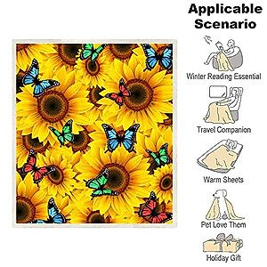 Juirnost Sunflower Blanket Sunflower Gifts for Women Mom Adults Girls Wife Granddaughter 50" x60" Sunflower Throw Blankets for Bed Chair Sofa Couch Home Decor Soft Cozy Fleece Plush Reversible Blanket