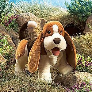 Folkmanis Basset Hound Hand Puppet , Brown, White, Black
