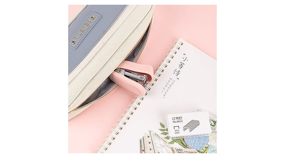 Pink Mini Stapler with Staples – Compact & Cute for Office & Home