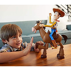 Mattel Disney Pixar Toy Story 4 Movie Set of 2 Action Figures, Collectible Pack Includes with Woody with Removable Hat & Rideable Bullseye
