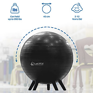 Balance Ball Chairs for Kids: LakiKid Flexible Seating Classroom Furniture- Stability Ball Chairs with Legs, Exercise Ball Chair, Yoga Ball Chair, Ideal Alternative Seating for Students (18"/45 CM)