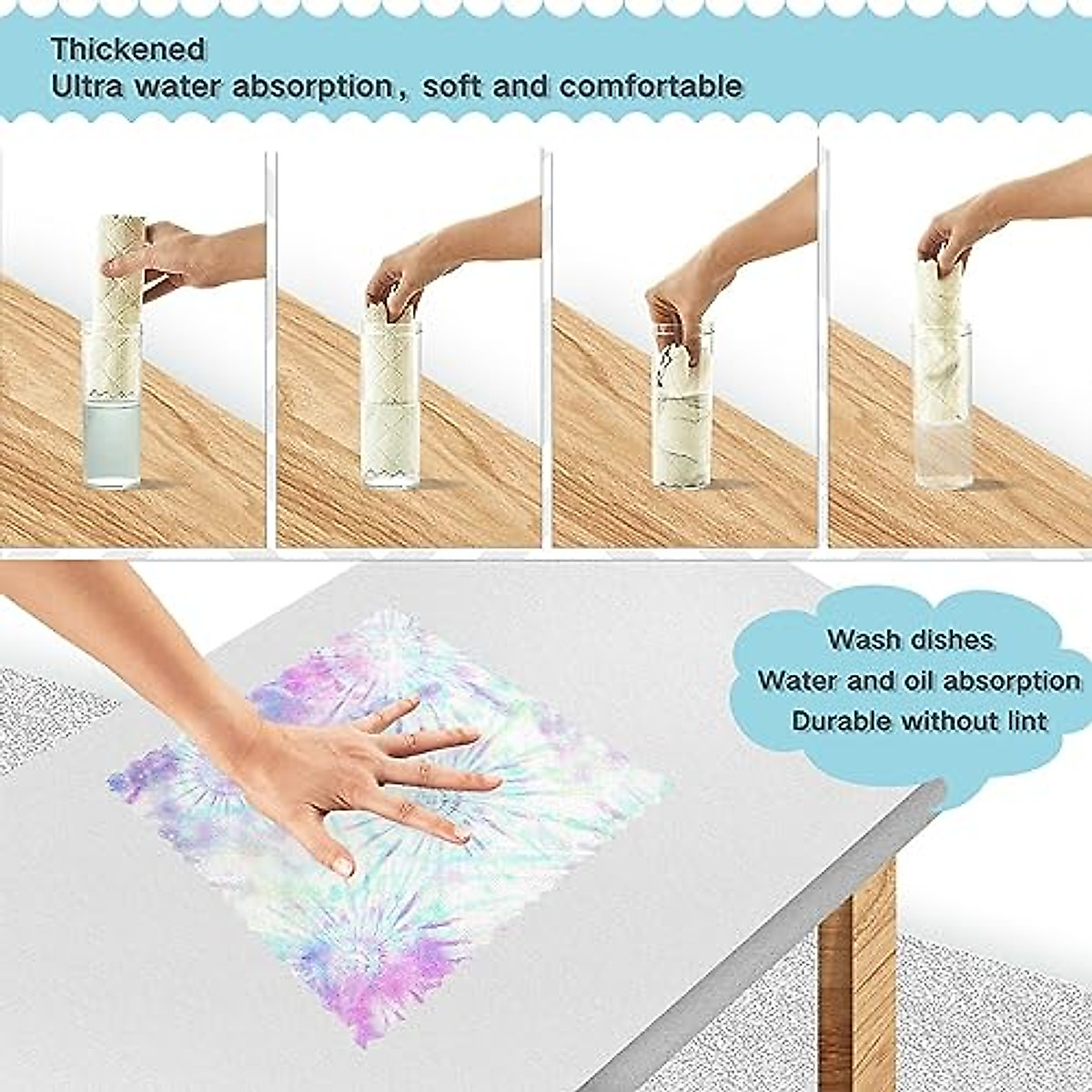 FRODOTGV Colourful Tie Dye Wheel Print Microfiber Cleaning Cloths Holiday Hawaiian Tea Towels Terry Dish Cloths for Kitchen Kitchen Hand Towels Cute