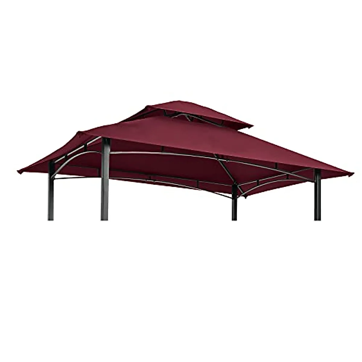 MengK 8x5Ft Grill Gazebo Replacement Canopy,Double Tiered BBQ Tent Roof Top Cover,Burgundy