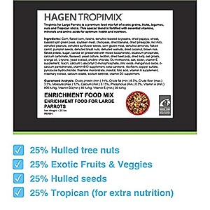 Tropimix Bird Food, Large Parrot Food with Seeds, Fruit, Nuts, Vegetables, Grains, and Legumes, Enrichment Food, 20 lb Bag