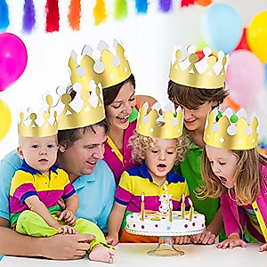 LOCOLO 30 Pieces Gold Paper Party Crowns (2 Style), Paper Crown for Birthday Party Baby Shower Photo Props