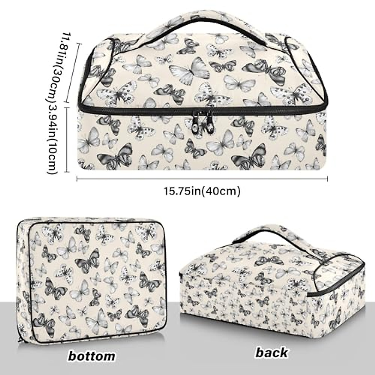 Kcldeci Insulated Thermal Food Carrier Insulated Casserole Carrier for Hot or Cold Food,Butterfly (2) Insulated Tote Bag for Potluck Cookouts Parties Picnic,Lasagna Lugger