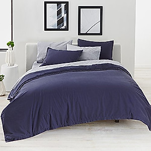 Lacoste Washed Solid Duvet Set, Indigo Blue, King (16270312)