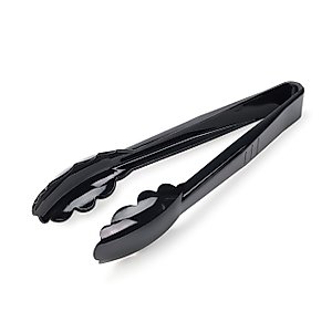 New Star Foodservice 35636 Utility Tong, High Heat Plastic, Scalloped, 9 inch, Set of 12, Black