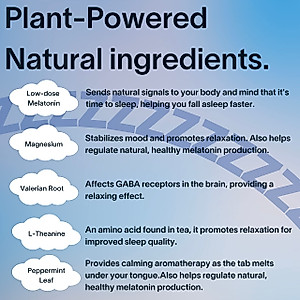 Sandland Fall Asleep Plus Melatonin, Natural Daily Sleep Supplement, 30 Dissolving Tablets, 3mg Melatonin, Magnesium, Valerian Root, L-Theanine, Peppermint Leaf, Made in The USA