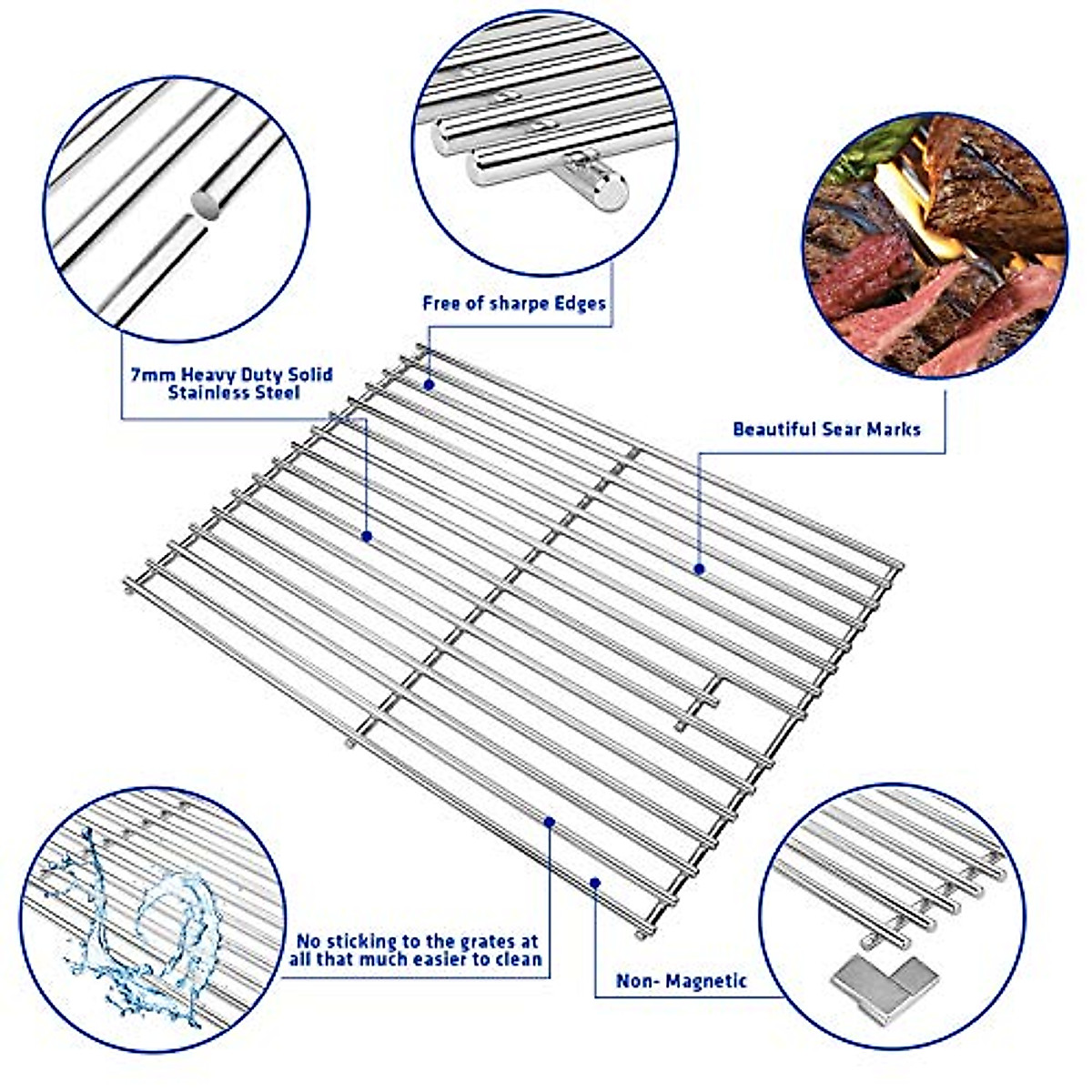 Uniflasy 17 Inches Cooking Grates for Home Depot Nexgrill 720-0830H 720-0830D, 720-0783E, 720-0783C Gas Grill Replacement Parts, Stainless Steel Uniflame Gas Grills Cooking Grids 2 Pack
