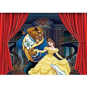 Beauty and The Beast Photography Backdrop Red Curtain Castle Background 7x5ft Happy Birthday Photo Background Kids Beauty and The Beast Engagement Birthday Party Decorations Banner