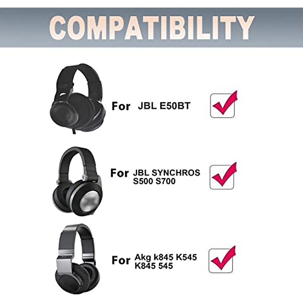 S700 Replacement Earpads Ear Pad Cushion Cover Compatible with JBL Cuffle Synchros S500 S700 E50 E50BT Wireless Headphones (Black)