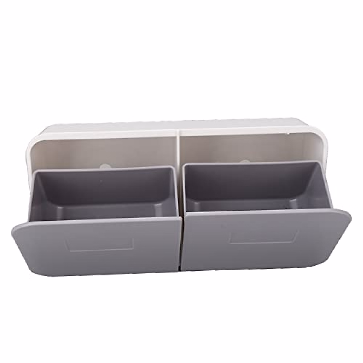 Wall Mounted Qtip Holder, 2 Grids Clamshell Dust Proof Cotton Swab Holder for Home Kitchen Bathroom Office