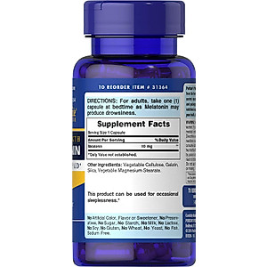 Puritan&#039;s Pride Melatonin 10 mg Sleep aid Relax Sleep Pill 120 Capsules (3-Pack)