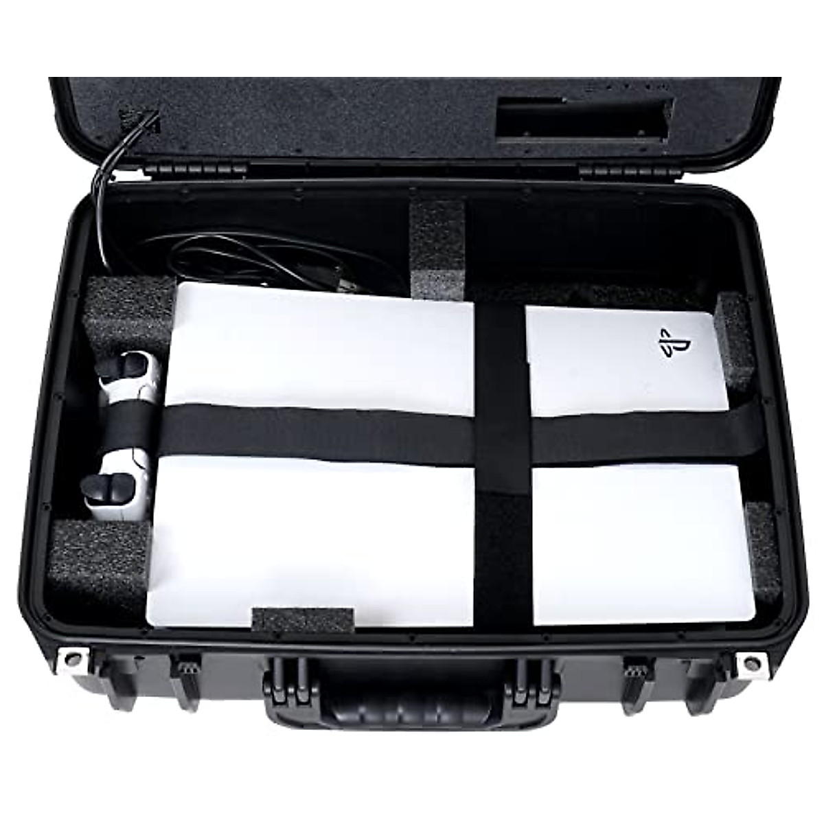 Case Club Portable Gaming Station with Built-in 18.5" Monitor - Fits PlayStation 5, 1 Controller, 2 Games & Has a Built-in Fan to Expel Heat - Hard-Shelled PS5 Travel Case is Waterproof & Lockable