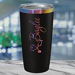 Personalized Heart Stethoscope Tumbler Gift for Nurse, RN, LPN, CNA, CMA, MA on Black with Ion Prism Design 20 oz Stainless Steel Tumbler with Lid - Insulated Cup - Custom Travel Mug