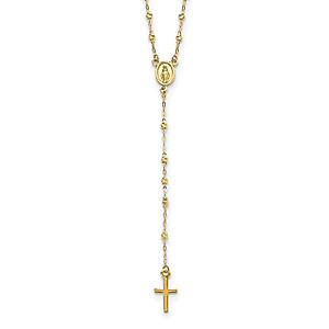 IceCarats 14K Yellow Gold Rosary Chain Necklace