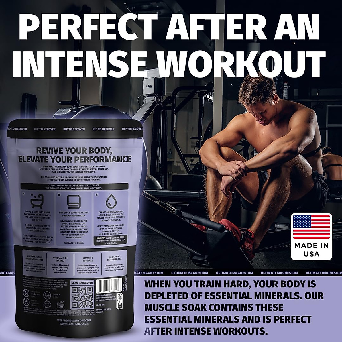 Coach Soak Recovery Bath Soak - Faster Absorption Than Epsom Salt for Pain - Rejuvenating Magnesium Flakes with 21 Minerals, Essential Oils & Bath Salts, 3lbs (Calming Lavender)