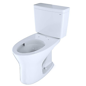 TOTO CST746CEMFG#01 Drake Two-Piece Elongated Dual Flush 1.28 and 0.8 GPF Universal Height DYNAMAX TORNADO FLUSH Toilet with CEFIONTECT, Cotton White