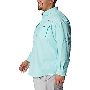 Columbia Men's PFG Bahama II Long Sleeve Shirt, Breathable, UV Protection, Gulf Stream/Realtree Edge, X-Large