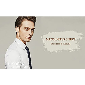 HISDERN Mens Black Dress Shirt Long Sleeve Button Down Collar Plaid Inner Contrast Formal Business Casual Shirts