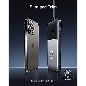 Anker 727 Charging Station (GaNPrime 100W), Compact Power Strip for Travel,Work, 5ft Detachable Extension Cord with 2 Outlets & 4 USB Ports, for iPhone14, Samsung, iPad, MacBook, More(not a Battery)