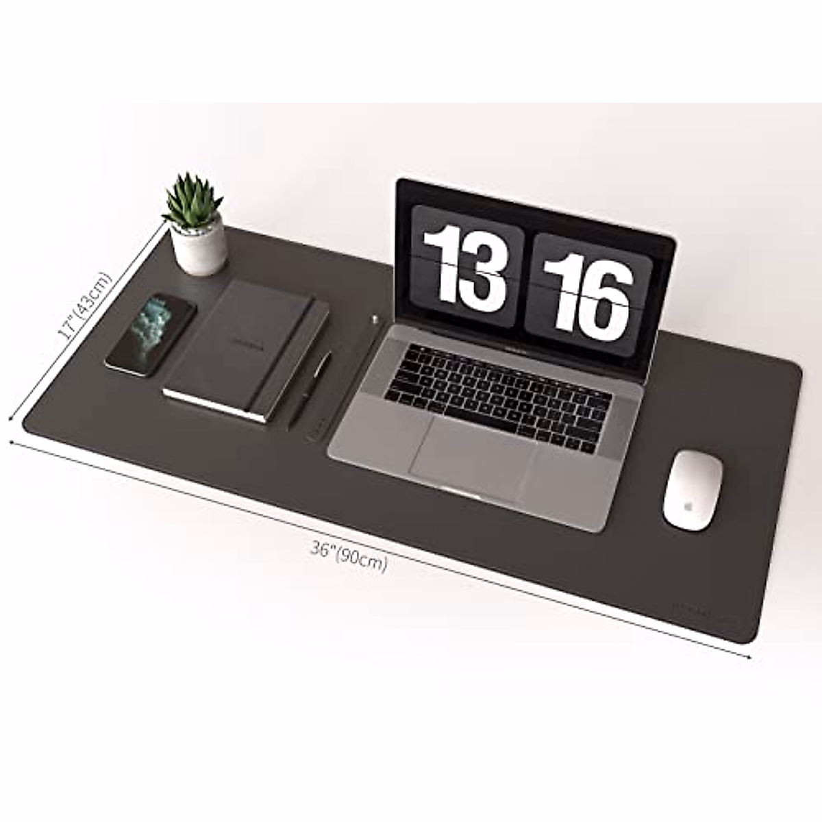 RENMTURE Dual-Sided Desk Pad, Natural Cork & PU Leather Large Mouse mats for Office and Home Work, Desk Protector Non-Slip, Waterproof, Easy Clean (Black, 36"x17")