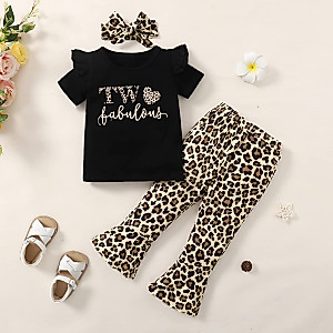 Baby Girl 2nd Birthday Outfit Girl 2 Year Old Birthday Outfit Toddler Leopard Clothes (Leopard,2T)