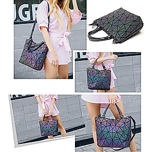 Geometric Luminous Purses and Handbags Holographic Purse Lumikay Bag Reflective Leather Irredescent Tote NO.1