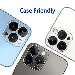 【3 Pack】Dengduoduo Tempered Glass Camera Lens Protector for iPhone 13 Pro 6.1" & iPhone 13 Pro Max 6.7", Ultra HD, 9H Hardness, Anti-Scratch, Case Friendly, Easy to Install [No Affect on Night Shots]
