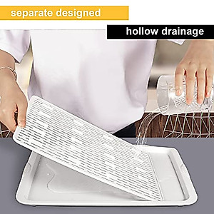 Tableware Drying Tray,Plastic drying dish, 16.2"×11"white，Draining plate，Double Layer Drain Tray, Drying dish,Dish Drying tray.Drain tray for tableware,cups,fruits,vegetables and condiments