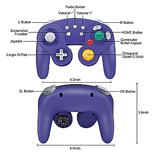 ADHJIE Gamecube Controller for Switch Nintendo,Wireless Gamecube Switch Controller for Nintendo Switch/PC/Steam,6-Axis Gyro Motion,One-Button Wake Up & Auto Turbo, Purple