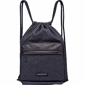 EnzoDesign Unisex Canvas Leather Drawstring Cinch Backpack