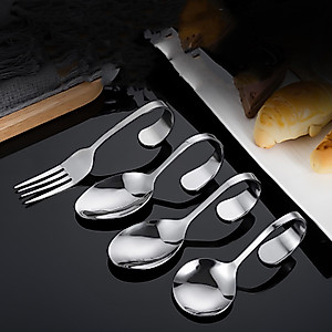 Stainless Steel Bent Handle Spoon Buffet Western Food Seafood Sushi Vertical Spoon Fork