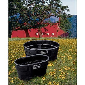 Rubbermaid Commercial Products Stock Tank, 150-Gallons, Structural Foam, Heavy Duty Black Container for use with Animal/Cattle Feed and Water, Outdoor Homemade Pool/Hot Tub/Bathtub and Pet Cleaning